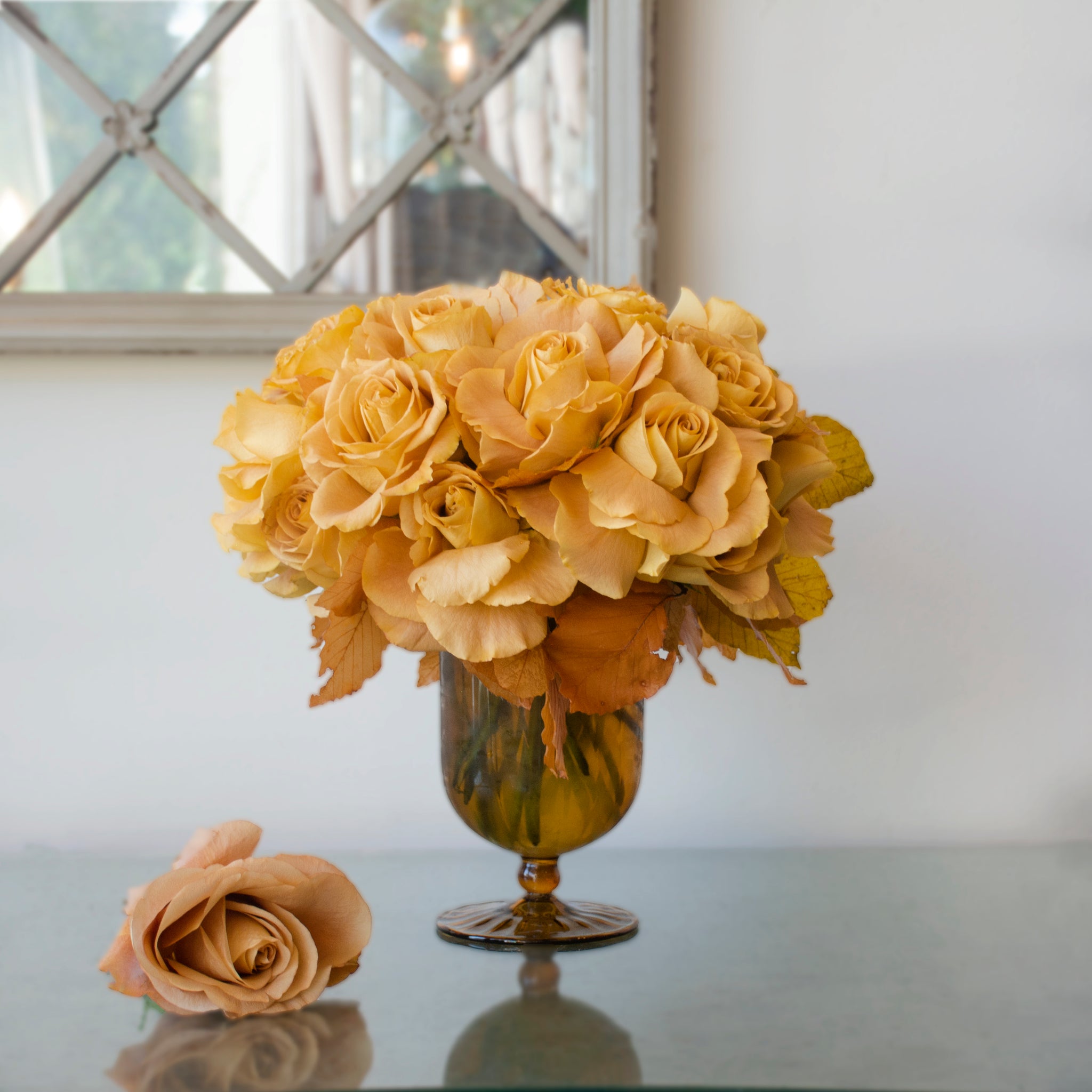 Thanksgiving Arrangement | Golden-Mustard Roses | Same Day Delivery ...