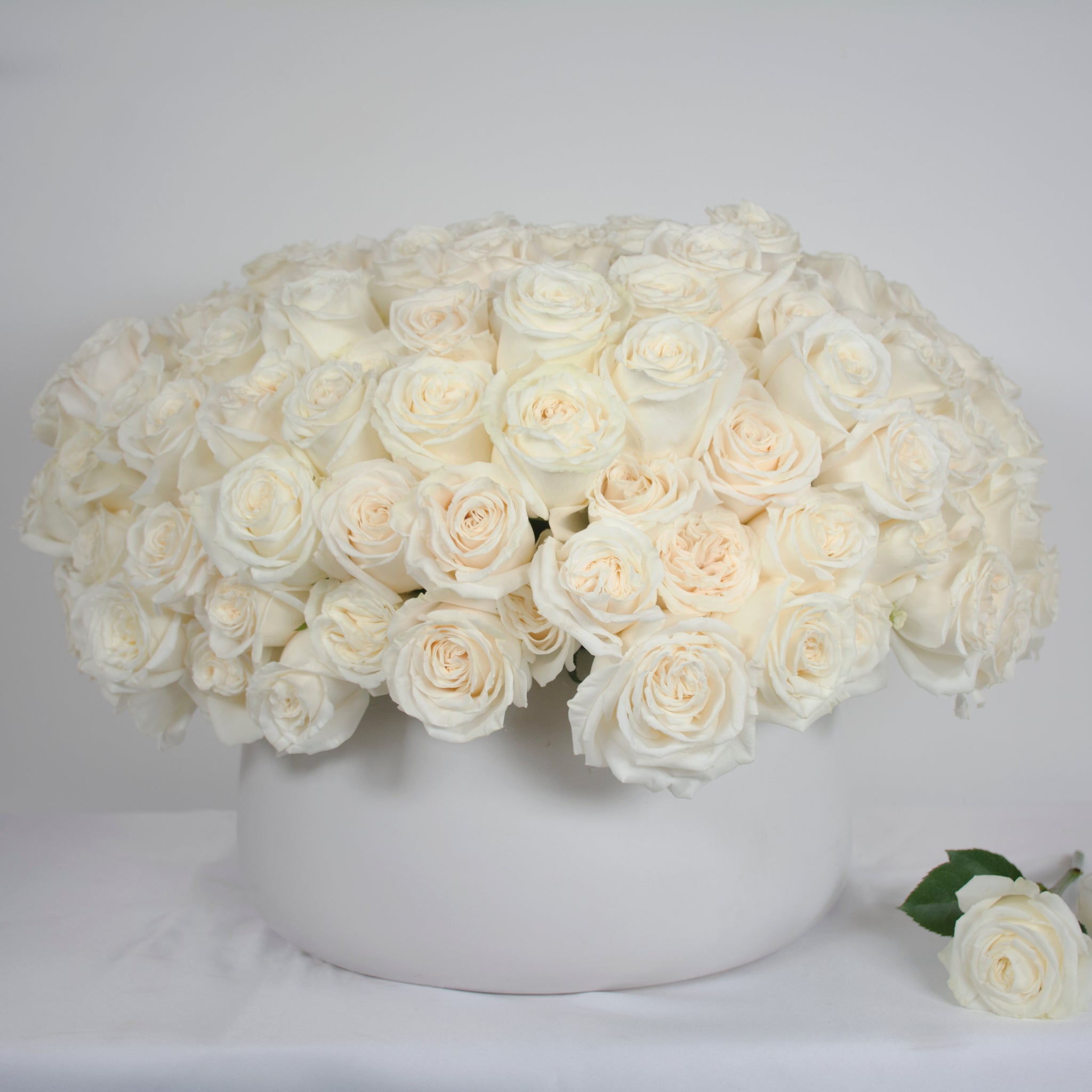 White Roses Floral Arrangement - Empty Vase - Same Day Delivery