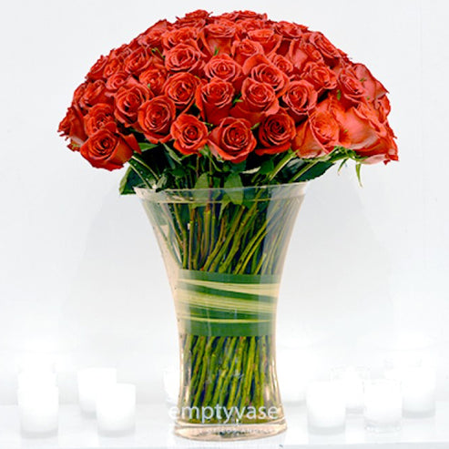 Red Roses Floral Arrangement - Empty Vase - Same Day Delivery