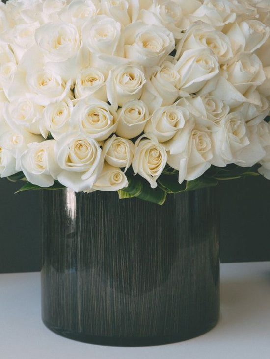 White Roses Floral Arrangement - Empty Vase - Same Day Delivery