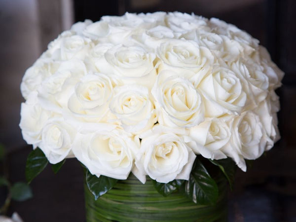 White Roses Floral Arrangement - Empty Vase - Same Day Delivery