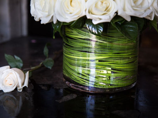 White Roses Floral Arrangement - Empty Vase - Same Day Delivery